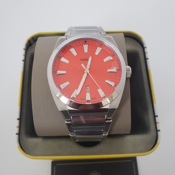 Fossil | Accessories | Newfossil Red Dial Steel Watch | Poshmark
